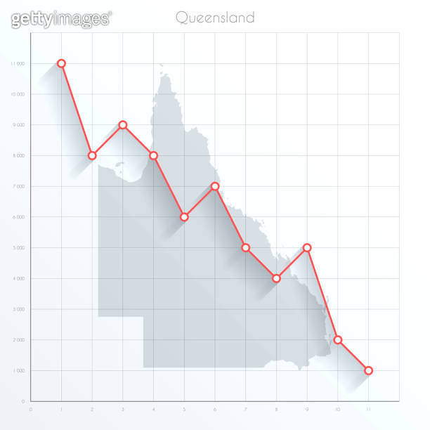 Queensland map on financial graph with red downtrend line 이미지 ...