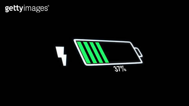 Graphic Animation of Floating Battery on the digital grid are being ...
