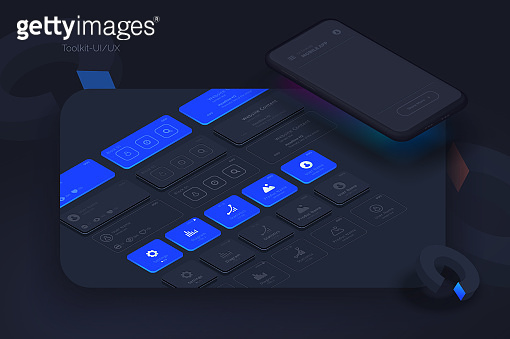 Toolkit Ui Ux Scene Creator Mobile Application Design Smartphone Mockup With Active Blocks And