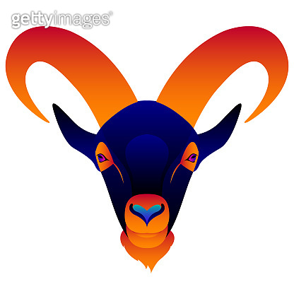 Abstract goat head isolated on white. Graphic cartoon goat portrait ...