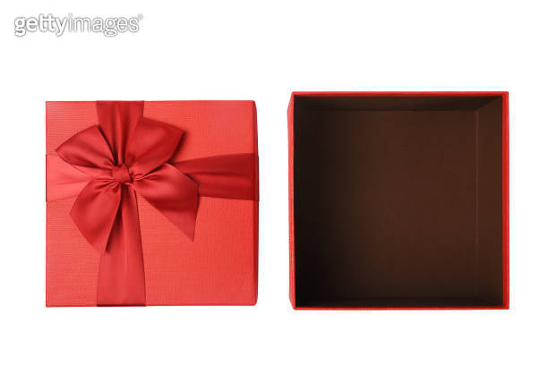Open empty red gift box on the white background (Clipping Path) 이미지 ...