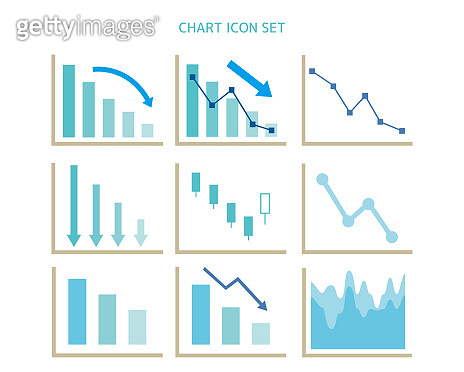 Graph vector illustration set. Line graph. stock. Price. Down chart. Bar graph. 이미지 (1284195656 ...