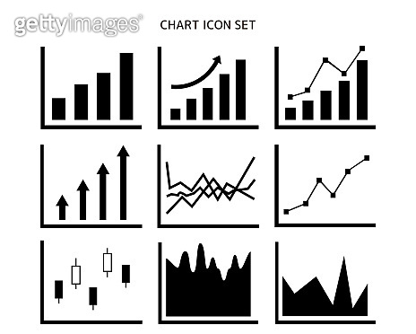 Graph vector illustration set. Line graph . Stock price. Rising chart ...