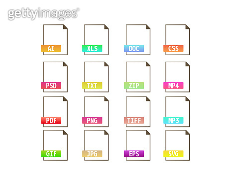 Vector illustration of saved file / Set of image files, documents ...
