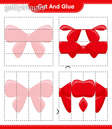 Cut and glue, cut parts of Ribbons and glue them. Educational children ...