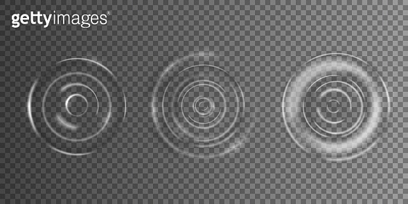 Realistic effects of falling drops or sound waves, concentric circles ...