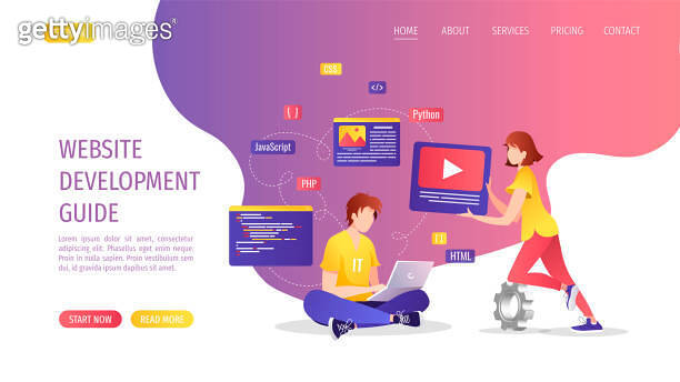 People working on the website development and design. Web agency, website builder, programmer ...