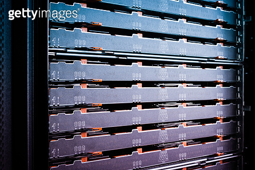 close-up of hard disk clusters used for large database (1288568720 ...