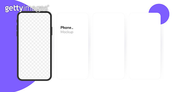 Smartphone blank screen, phone mockup. Carousel style phone screen ...