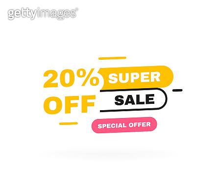 Super sale banner design with sale tag. Special offer 20 percent off ...