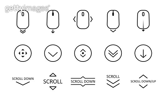 Scroll down icon. Scrolling mouse symbol for web design isolated on ...