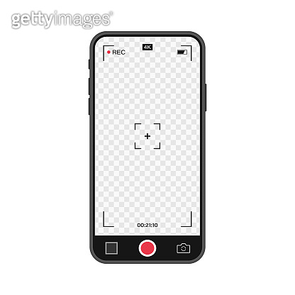 Mobile phone with record frame camera. Viewfinder template. 4K phone ...