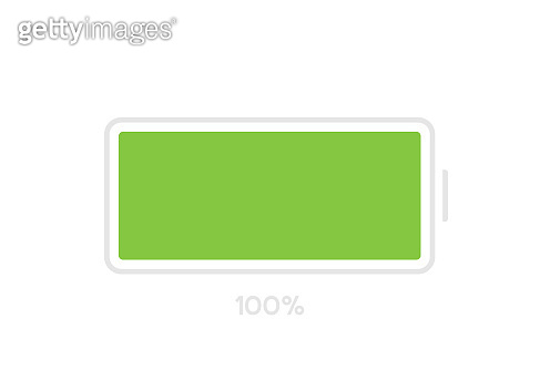 100 percent charge on smartphone. Battery charge level. Vector ...