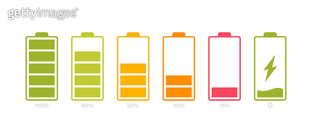 Set battery with different level of charge. Car battery indicator ...
