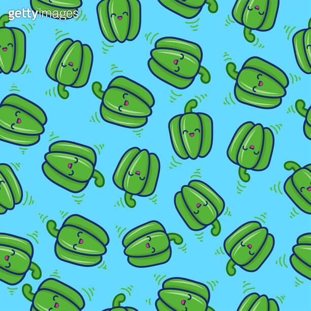 Pattern green pepper Seamless, cute green pepper background, for banner ...