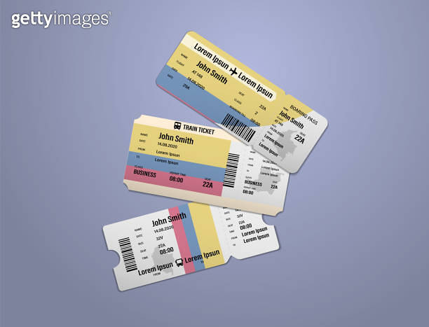 Modern design of Colombia airline, bus and train travel boarding pass ...