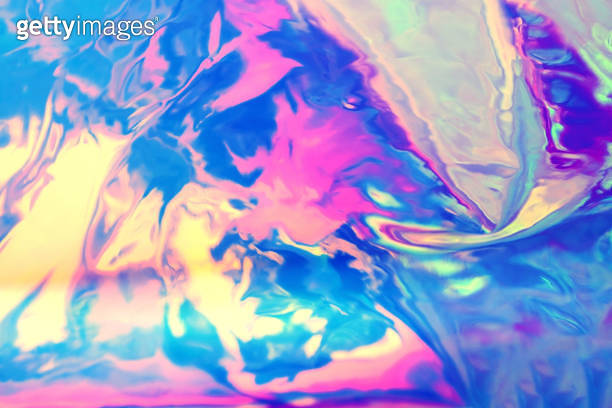 Abstract holographic background multi-colored foil, liquid metal. 이미지 ...