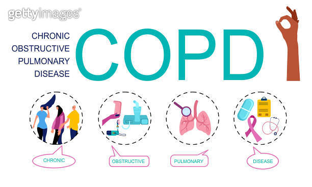 COPD word vector infographic illustration with icons for Chronic ...