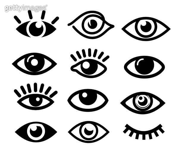 Set of abstract eye icon. Graphic symbol for logo design or information ...