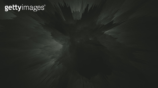 Epic dark oppressive space with an impossible peaked structure ...