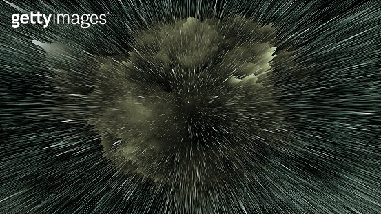 Abstract gray explosion with many particles that scatter in different ...