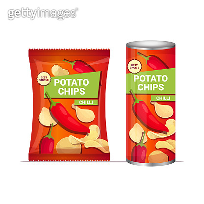potato chips with chilli flavor crisps natural potatoes and packaging ...