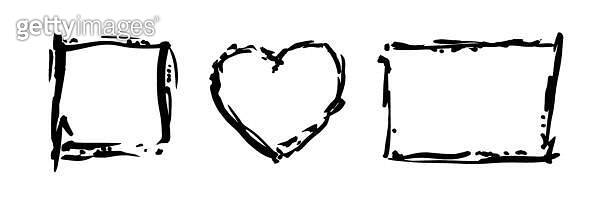 Set of black ink grunge texture blots. Brush strokes paint frames collection. Vector 이미지 ...