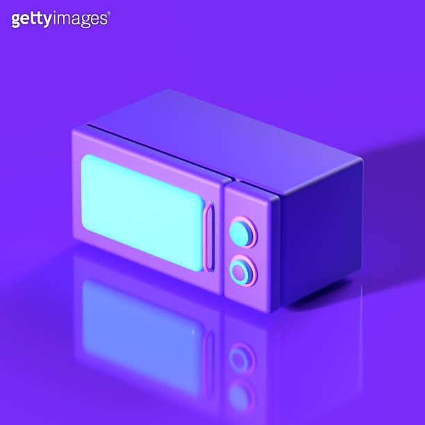 Abstract poster with deep purple microwave. 3D rendering objects shape ...