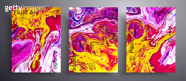 Abstract acrylic placard, fluid art vector texture pack. Trendy ...