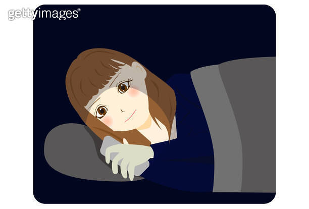Sleep Girl At Night Using Smartphone 이미지 1268245463 게티이미지뱅크