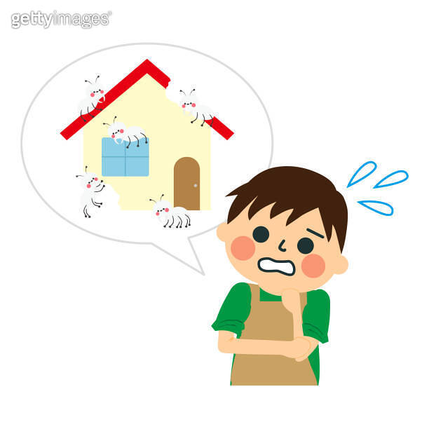 Termite damage house. cartoon Vector illustration (1255207980) - 게티이미지뱅크