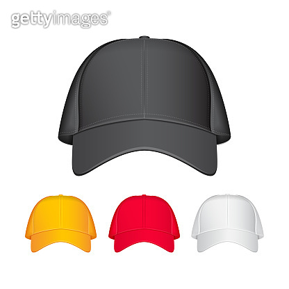 Baseball cap. Front view. Vector realistic illustration. Different ...