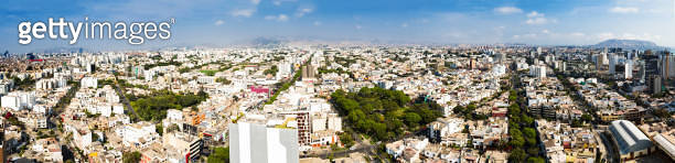 Aerial image made with drone of Lima Peru. Sunny day over capital city ...