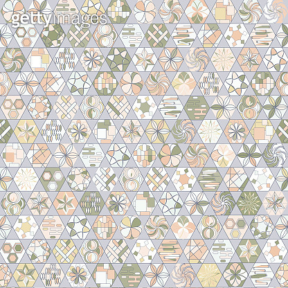 Mosaic geometric shapes seamless pattern in gentle pastel colors ...