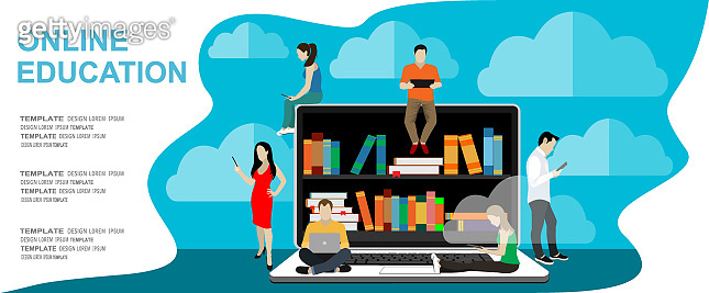 Education, online training courses, distance education flat vector ...