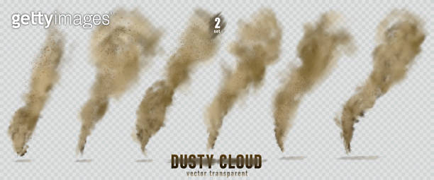 Dusty cloud or brown dry sand flying with a gust of wind, sandstorm ...