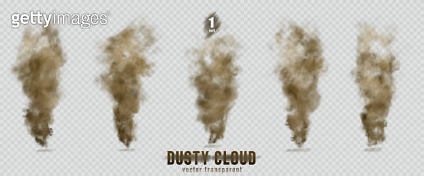 Dusty cloud or brown dry sand flying with a gust of wind, sandstorm ...