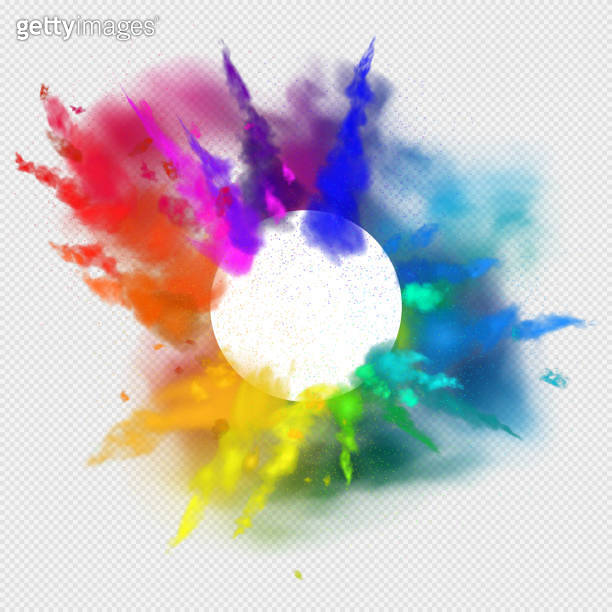 Rainbow colors paint powder and drops. Holi festival invitation ...