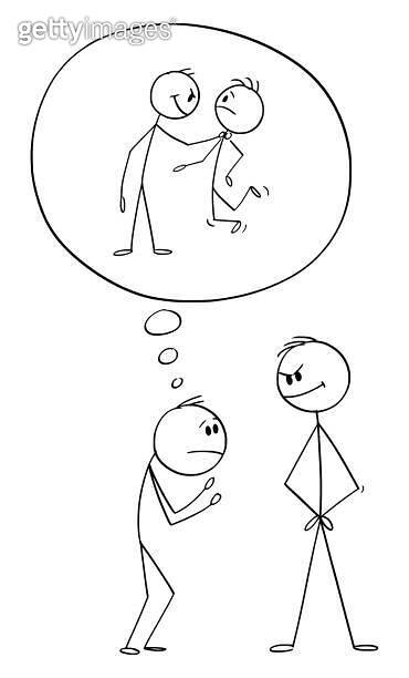 Vector Cartoon Illustration of Stressed Man in Fear Cringe or Crouch to ...