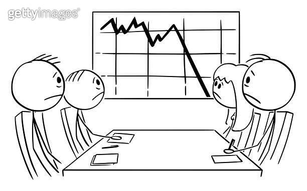 Vector Cartoon Illustration of Unhappy Group of Business People on ...