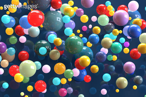 Abstract background with color spheres falling from above. 이미지 ...