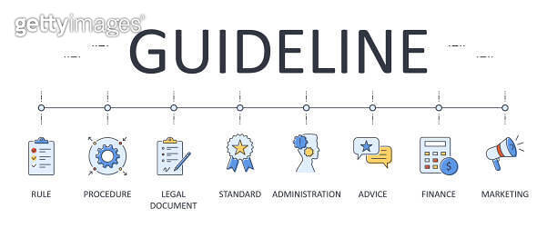 Vector banner guideline. Editable outline infographics icons. Legal ...