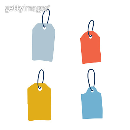 Set of Blank dangling paper labels or cloth tags. Blank label template ...