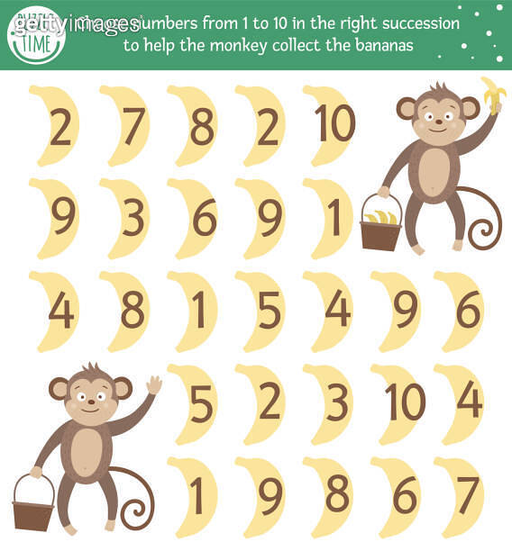 Tropical math game with cute characters. Jungle mathematic maze ...