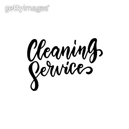 Cleaning service - Lettering logo on white background. Hand sketched ...