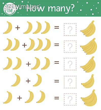 Math game with bananas. Tropical mathematic activity for preschool ...