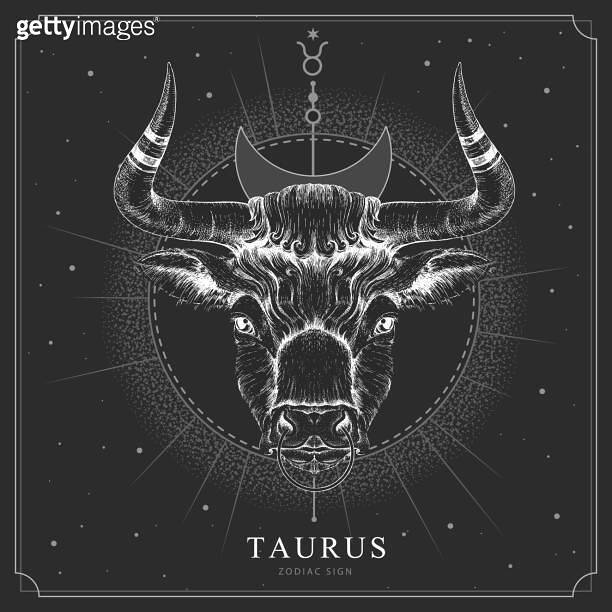Modern magic witchcraft card with astrology Taurus zodiac sign ...