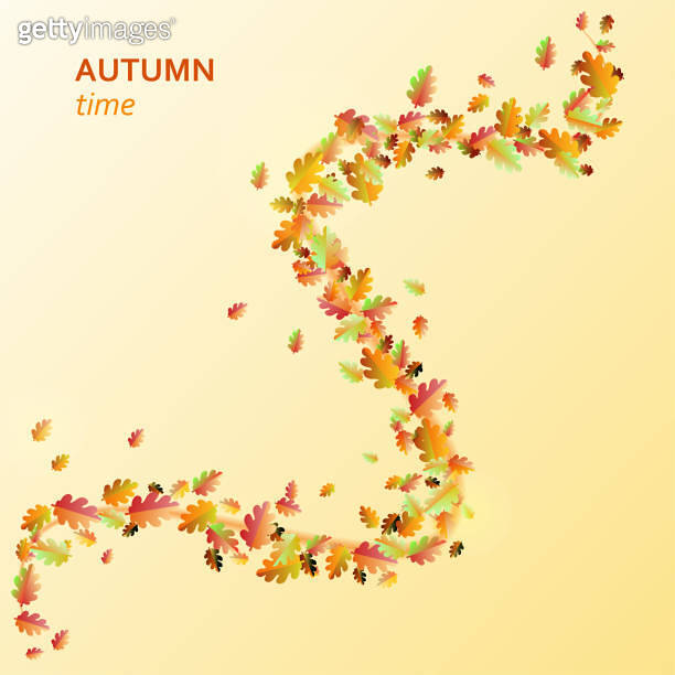 Vector illustration of autumn banner. A tree branch is curved ...