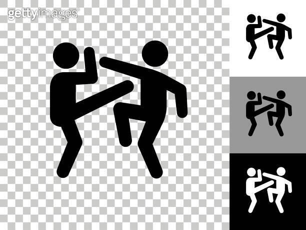 Fighting Icon on Checkerboard Transparent Background (1223995490) - 게티이미지뱅크
