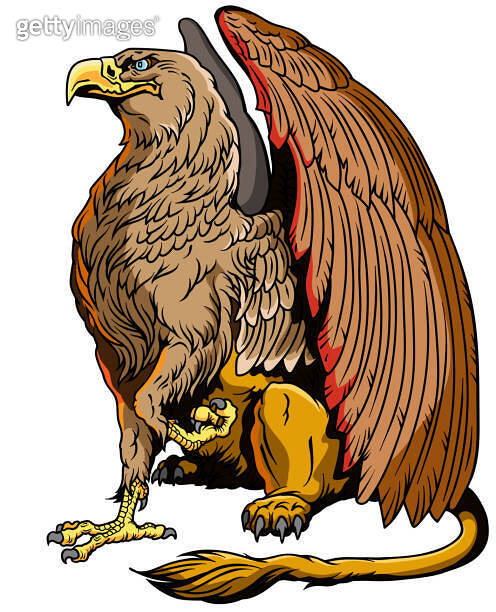 sitting griffin mythological creature (1253659162) 일러스트, 무료 일러스트 - 게티이미지뱅크